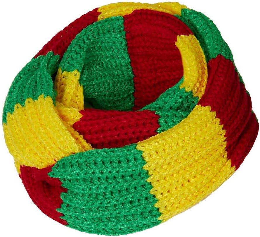 Gebreide Sjaal Rond Rood-Geel-Groen Kopen?
