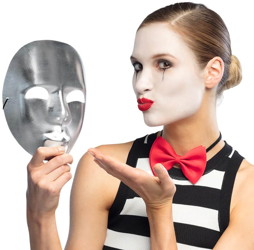 Masker Mime Zilver Kopen? | Carnavalsland.nl