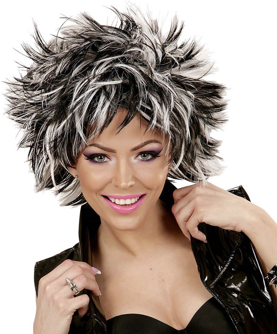 Punk Pruik Dames Zwart-Wit Kopen? | Carnavalsland.nl