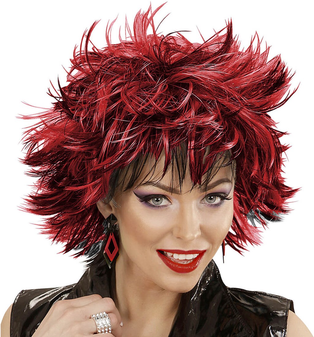 Punk Pruik Dames Zwart-Rood Kopen? | Carnavalsland.nl