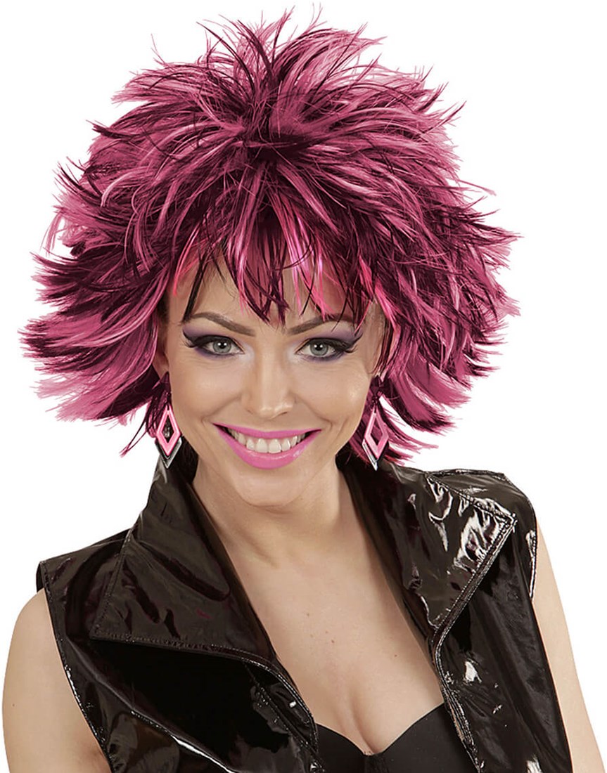 Punk Pruik Dames Zwart-Pink Kopen? | Carnavalsland.nl