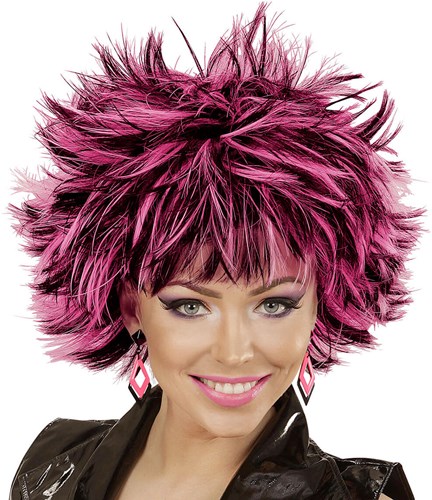 Punk Pruik Dames Zwart-Pink Kopen? | Carnavalsland.nl
