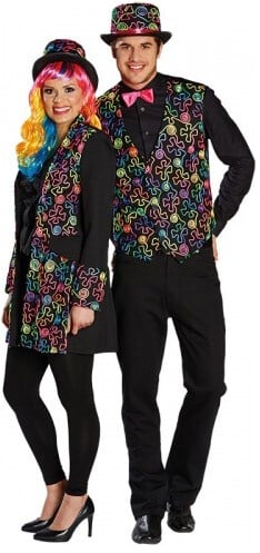 Heren Vest Multi Neon Strings Kopen? | Carnavalsland.nl