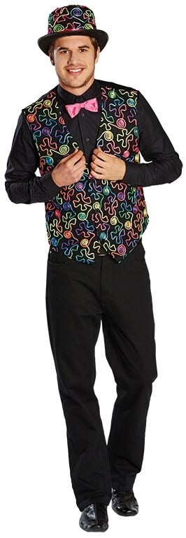 Heren Vest Multi Neon Strings Kopen? | Carnavalsland.nl