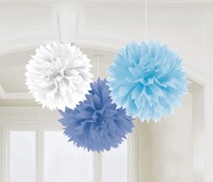 Set Fluffy Deco Turquoise/Blauw/Wit 3st - 40,6cm Kopen?