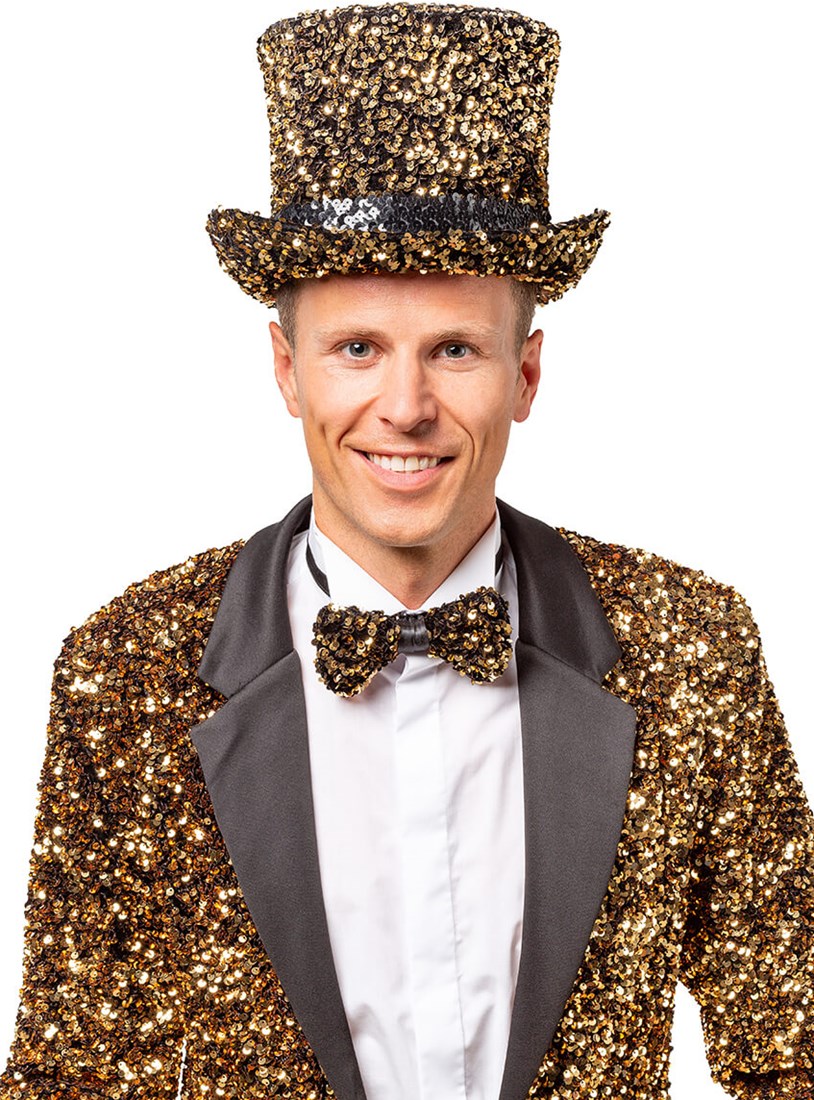 Hoge Hoed Goud Pailletten Luxe Kopen? | Carnavalsland.nl