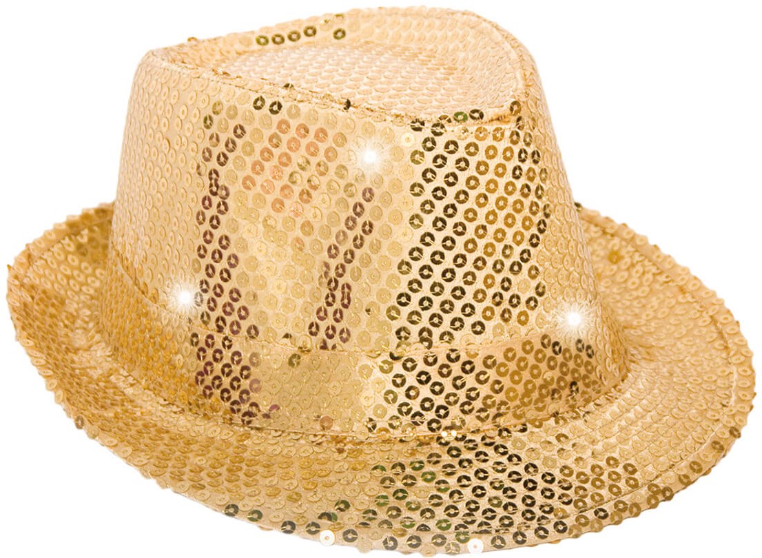Hoed Disco Pailletten + Licht Goud Kopen? | Carnavalsland.nl