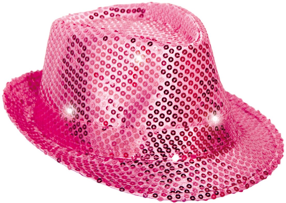 Hoed Disco Pailletten + Licht PinK Kopen? | Carnavalsland.nl