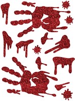 Halloween Glitter Sticker Bloody Hands - 30x40cm Kopen?