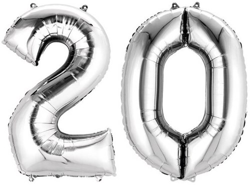 Folieballon Cijfer 20 Zilver - 86cm Kopen?