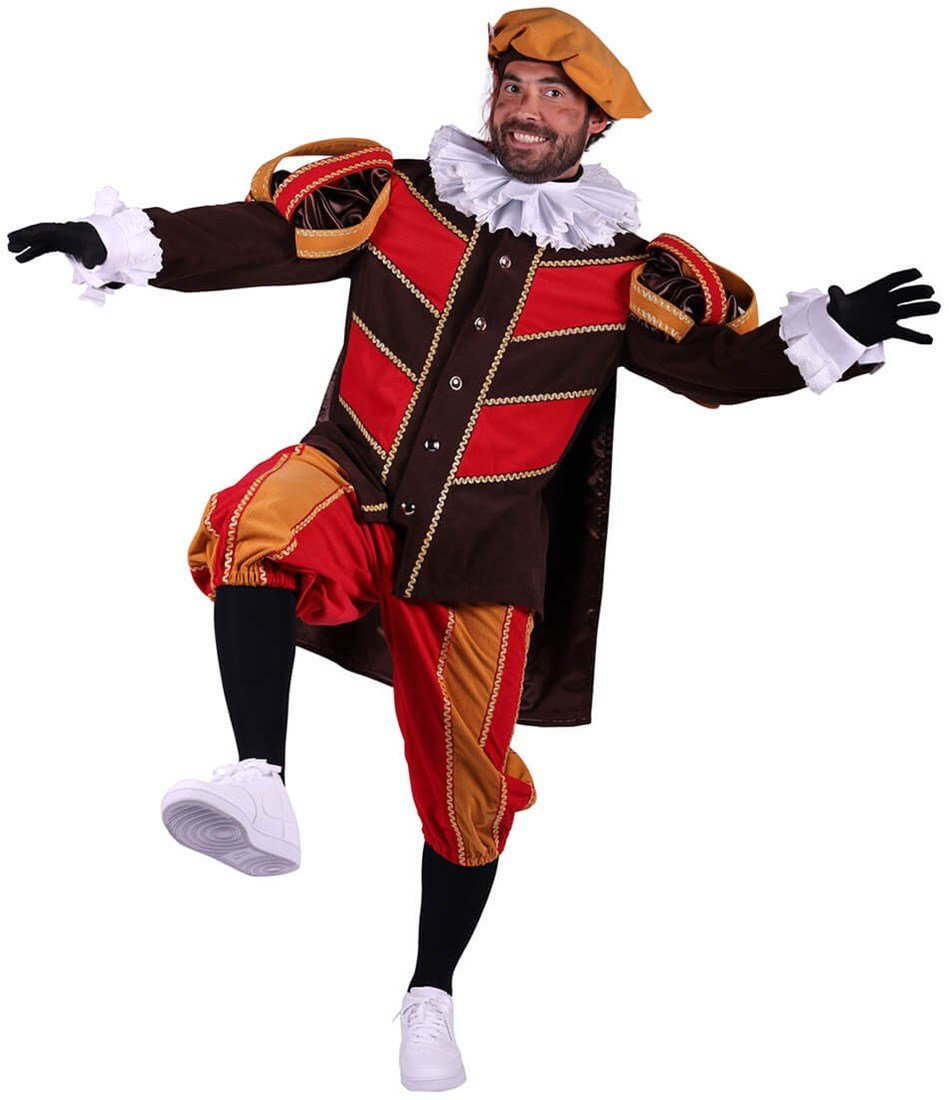 Pietenpak Pamplona Okergeel-Rood-Bruin Luxe - M | Carnavalsland