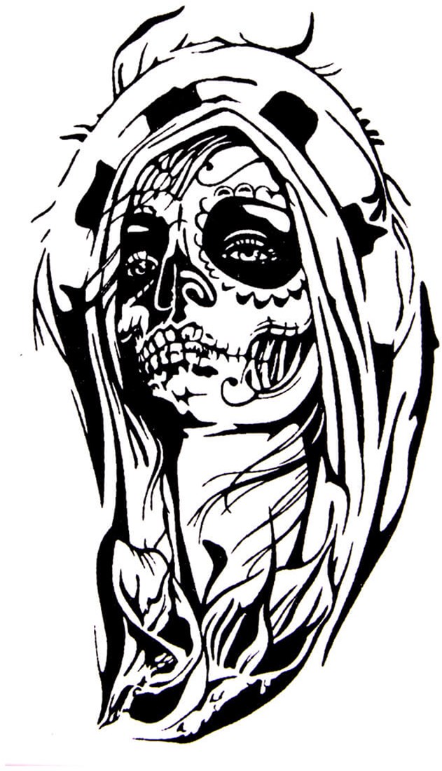 QuickTattoo Glitter Sjabloon Sugarskull - 8x12cm Kopen?