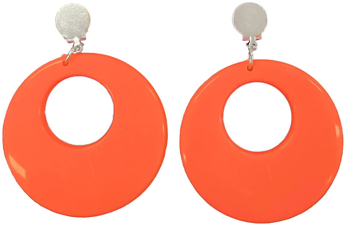 Disco Oorbellen Neon Oranje met clip Kopen?