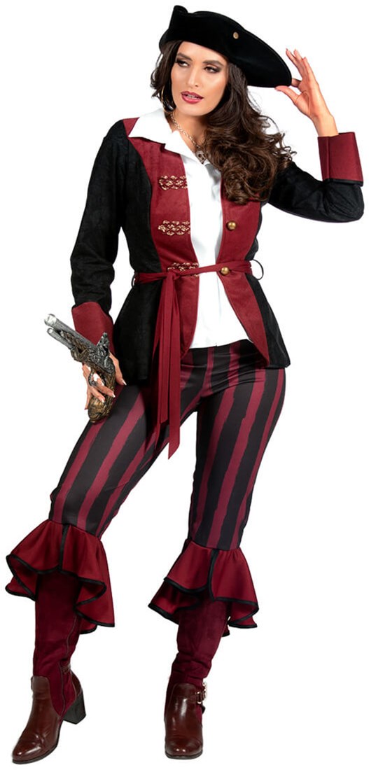 Piraten Kostuum Dames Burgundy-Zwart Kopen?