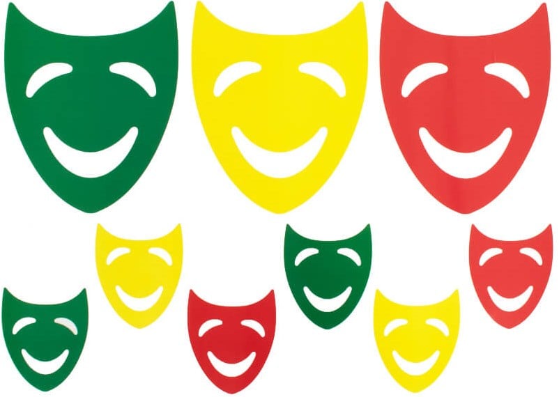 Raamsticker Maskers Rood-Geel-Groen (35x50cm) Kopen? | Carnavalsland.nl
