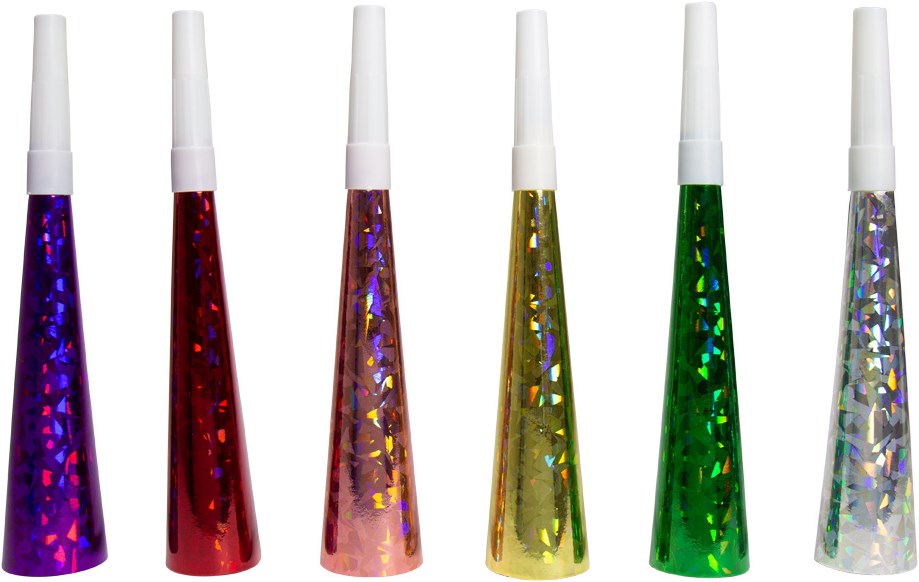 Feesttoeters Holografisch 19cm (6st.) Kopen? | Carnavalsland.nl