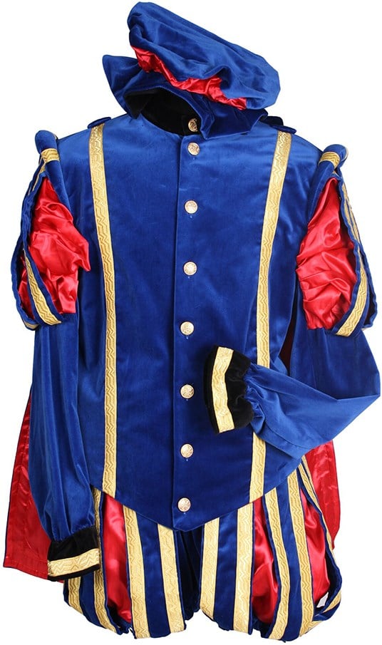 Pietenpak Malaga Fluweel met Cape Blauw-Rood Kopen?