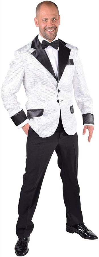 Glitter Colbert Wit voor heren Kopen? | Carnavalsland.nl