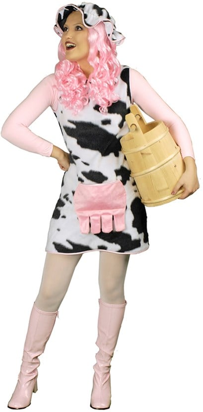 Damesjurkje Koe Pluche + Muts Kopen? | Carnavalsland.nl