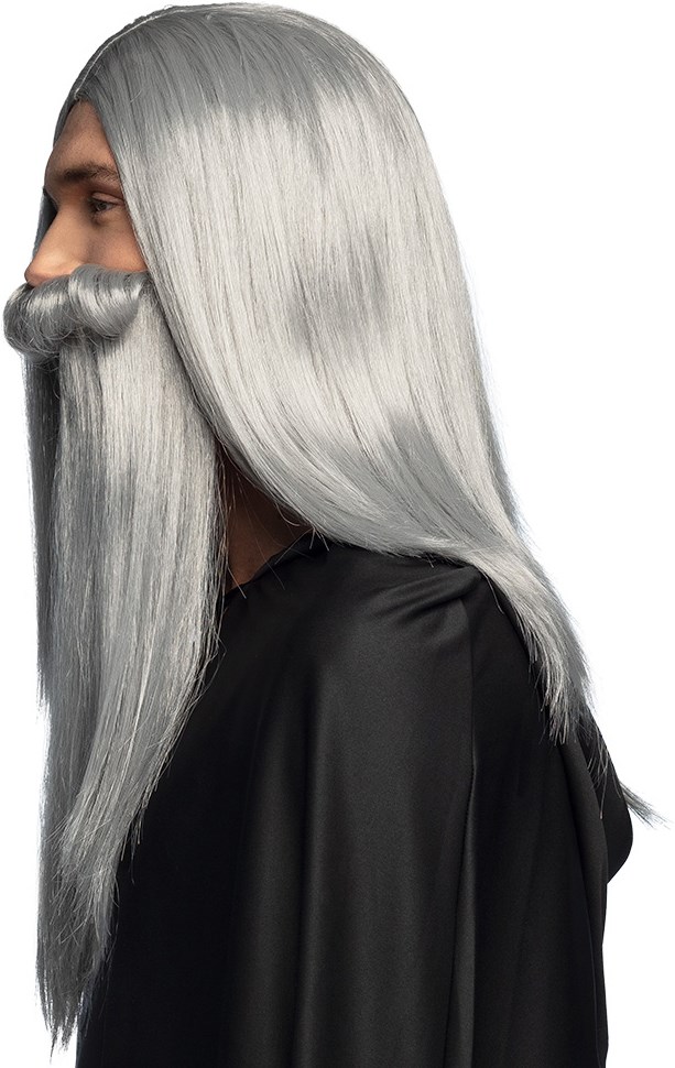 Pruik Tovenaar Grijs met Baard Kopen? | Carnavalsland.nl