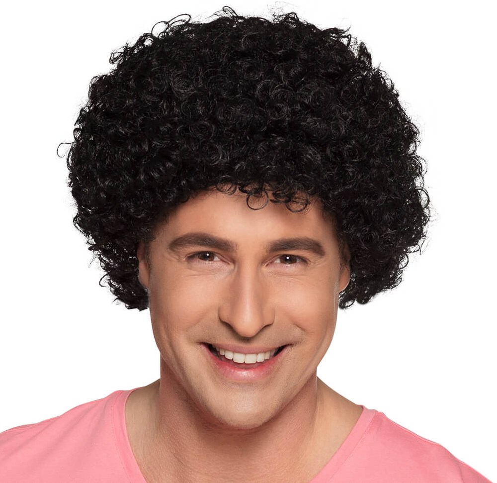 Pruik Klein Krul Zwart Kopen? | Carnavalsland.nl