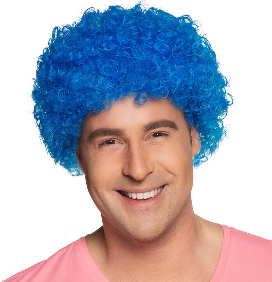 Pruik Klein Krul Blauw Kopen? | Carnavalsland.nl