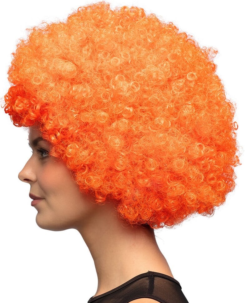 Pruik Oversized Afro Oranje Kopen? | Carnavalsland.nl