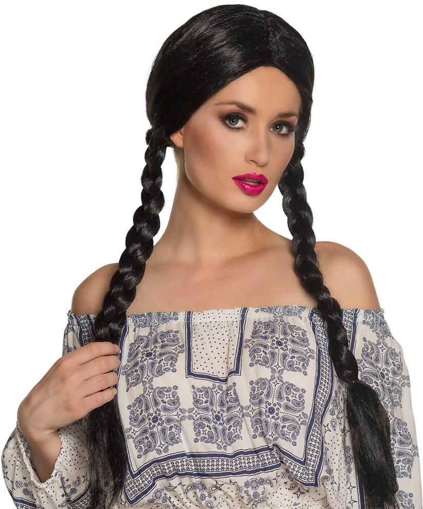 Pruik Lange Vlechten Zwart Kopen? | Carnavalsland.nl