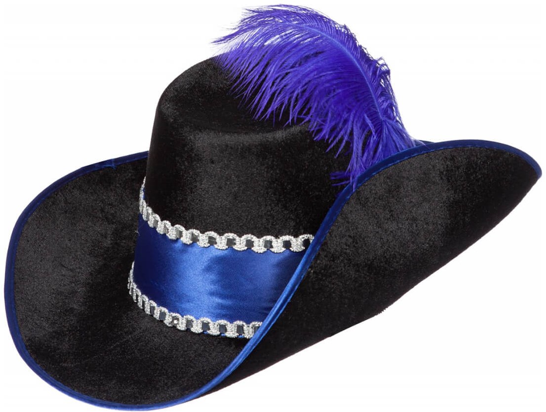 Musketier Hoed Blauw-Zwart met Veer Kopen?
