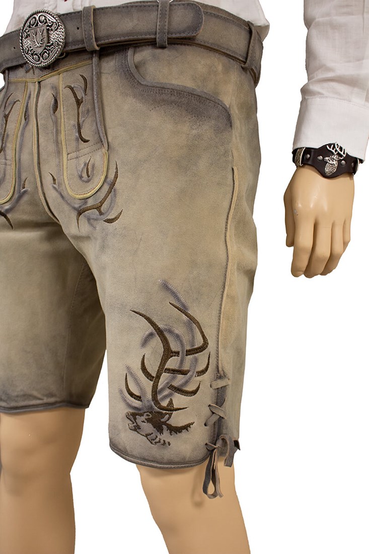 Lederhose Geitenleer Nikas Beige met Riem Kopen?