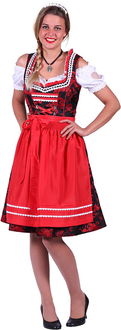 Dirndljurk Elisabeth Rood-Zwart 2-delig Kopen? | Carnavalsland.nl